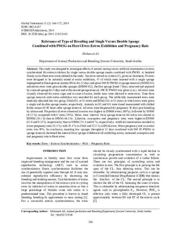 (PDF) Estrus Synchronization and Twinning Rate of Ghezel Ewes Treated ...