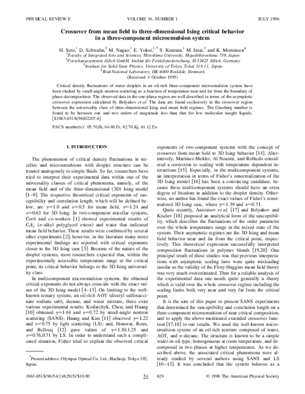 (PDF) Crossover from mean field to three-dimensional Ising critical behavior in a three ...