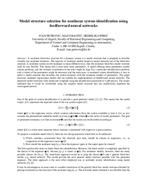 Pdf Selecting Feedforward Neural Network Models 