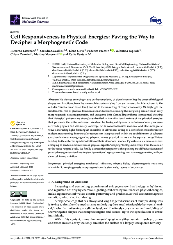 (PDF) Cell Responsiveness to Physical Energies: Paving the Way to ...