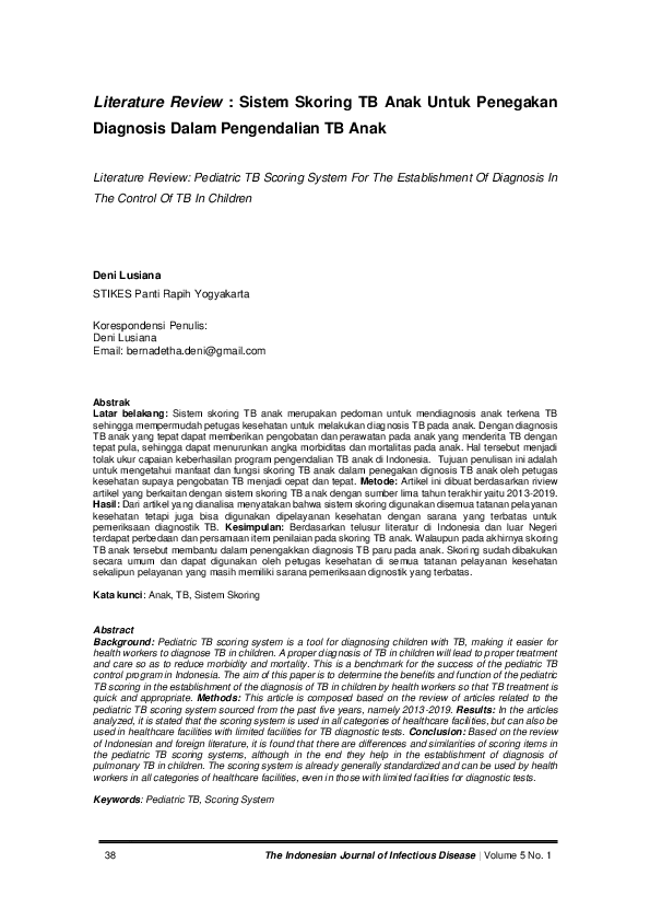 (PDF) Literature Review : Sistem Skoring TB Anak Untuk Penegakan ...