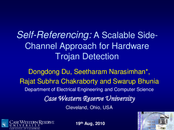 (PDF) Self-referencing: a scalable side-channel approach for hardware trojan detection