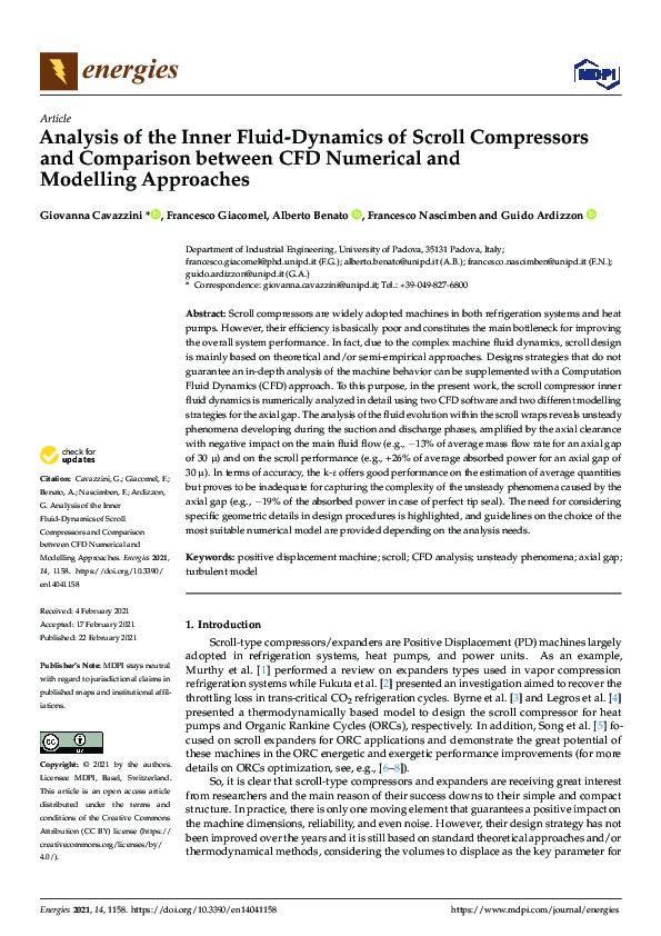 (PDF) Analysis of the Inner Fluid-Dynamics of Scroll Compressors and ...
