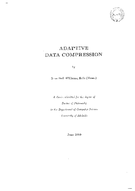 (PDF) Adaptive Data Compression