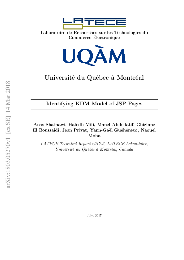 (PDF) Identifying KDM Model of JSP Pages
