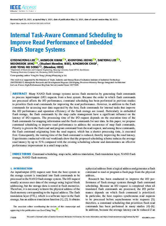 (PDF) Internal Task-Aware Command Scheduling to Improve Read Performance of Embedded Flash ...