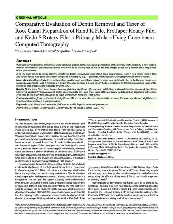 (PDF) Comparative Evaluation of Dentin Removal and Taper of Root Canal ...