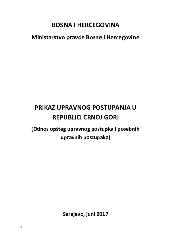 (PDF) PRIKAZ UPRAVNOG POSTUPANJA U REPUBLICI CRNOJ GORI
