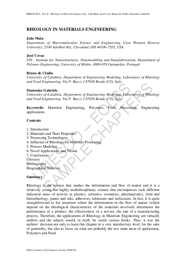 (PDF) Rheology in materials engineering