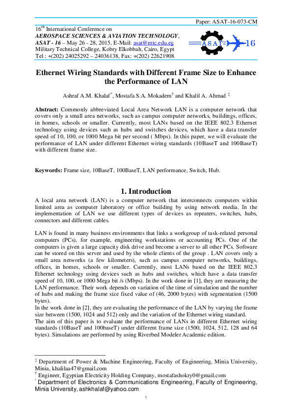 (PDF) Ethernet Wiring Standards with Different Frame Size to Enhance ...