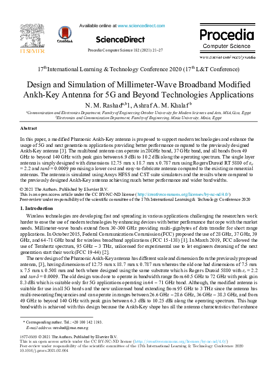 (PDF) Design and Simulation of Millimeter-Wave Broadband Modified Ankh ...