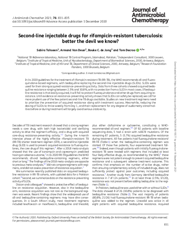 (PDF) Second-line injectable drugs for rifampicin-resistant ...