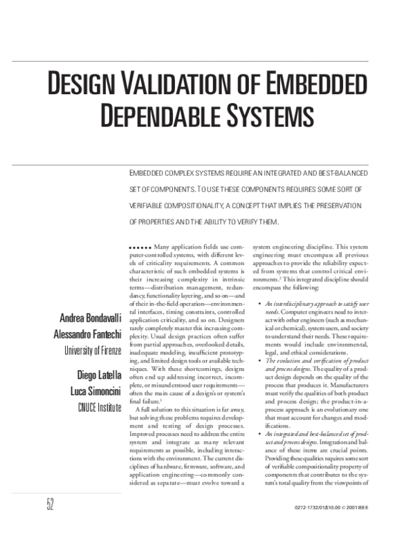 (PDF) Design validation of embedded dependable systems