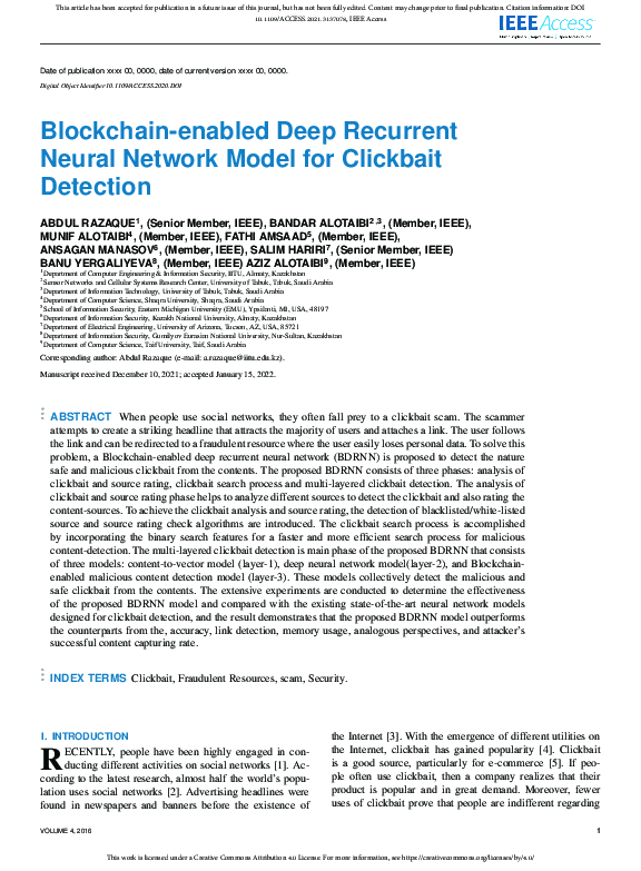 (PDF) BDRNN: A Blockchain Model for Clickbait Detection