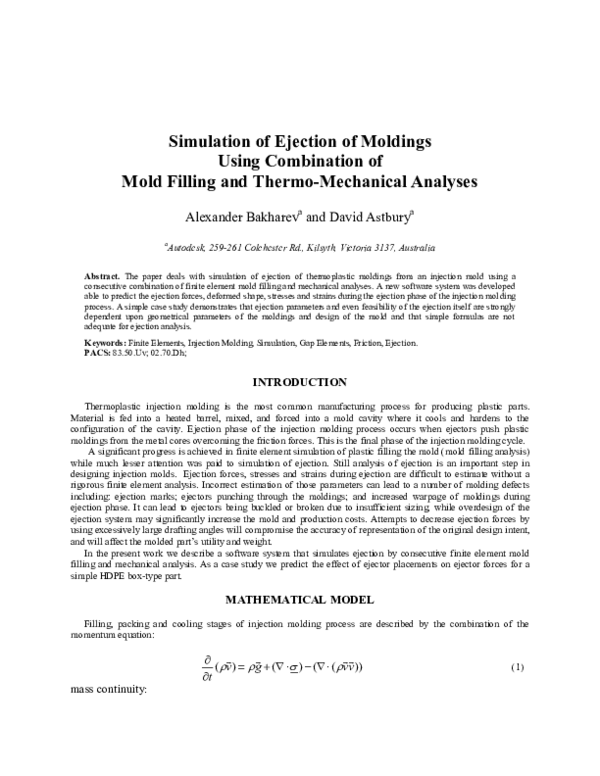 (PDF) Simulation of ejection of moldings using combination of mold ...