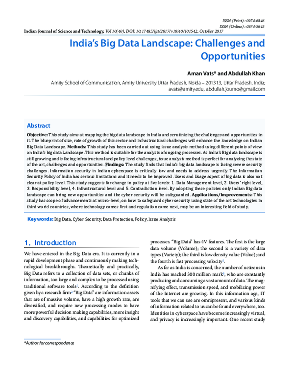 (PDF) India’s Big Data Landscape: Challenges and Opportunities