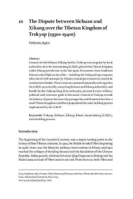(PDF) 10. The Dispute between Sichuan and Xikang over the Tibetan ...