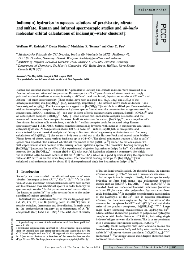 (PDF) Indium(iii) hydration in aqueous solutions of perchlorate ...