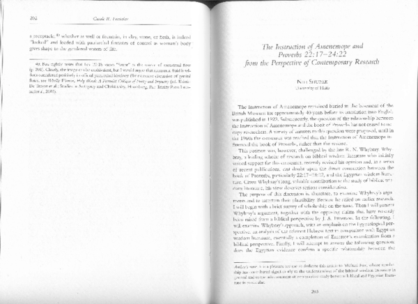 (PDF) The Instruction of Amenemope and Proverbs 22:17–24:22 from the ...