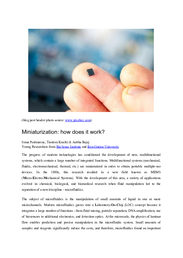 (PDF) Miniaturization: how does it work?