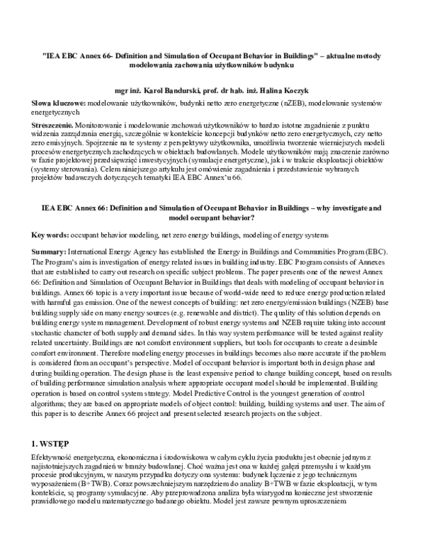 Pdf Iea Ebc Annex 66 Definition And Simulation Of Occupant Behavior