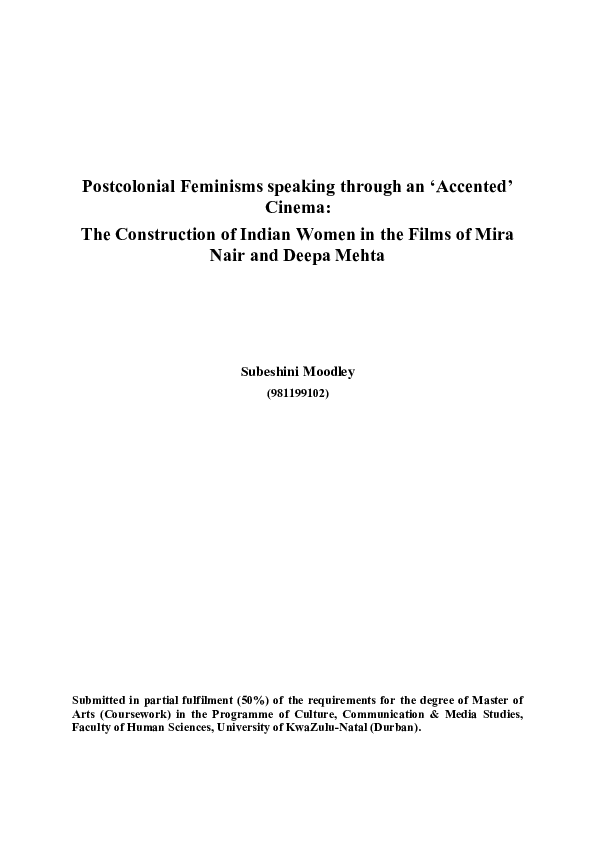 (PDF) Postcolonial feminisms speaking through an ‘accented’ cinema: the ...