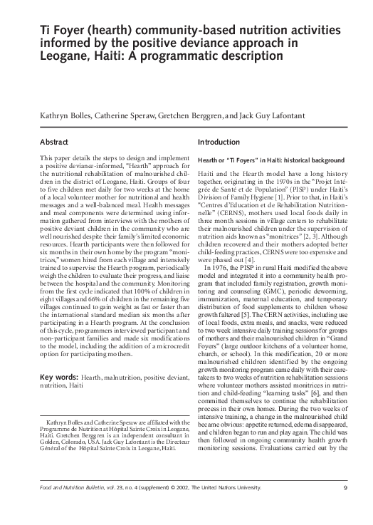 (PDF) Ti Foyer (Hearth) Community-Based Nutrition Activities Informed ...