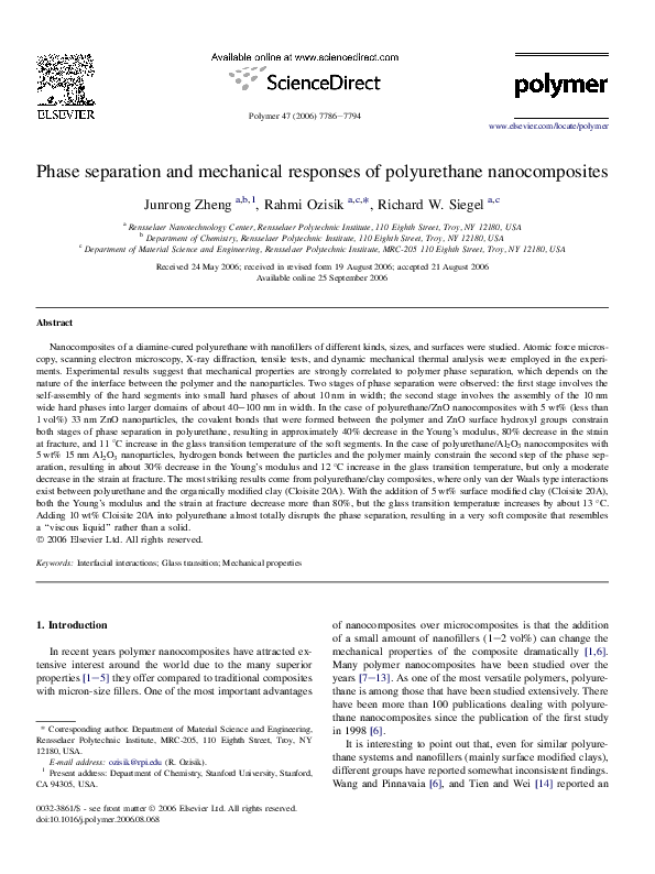 (PDF) Phase separation and mechanical responses of polyurethane ...