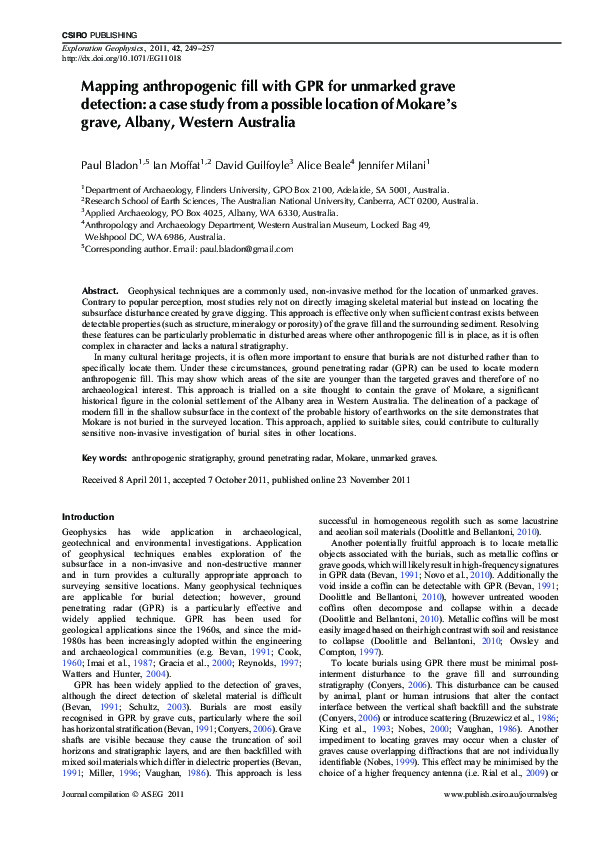 (PDF) Mapping anthropogenic fill with GPR for unmarked grave detection ...