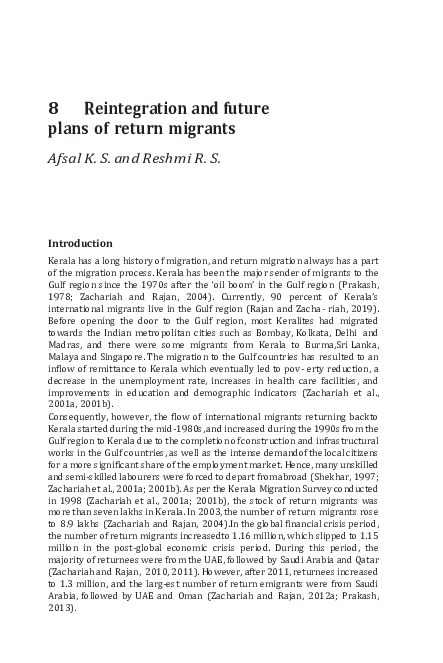 (PDF) 8 Reintegration and future plans of return migrants