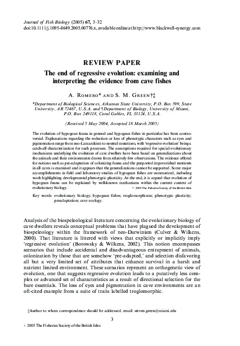 (PDF) The end of regressive evolution: examining and interpreting the ...