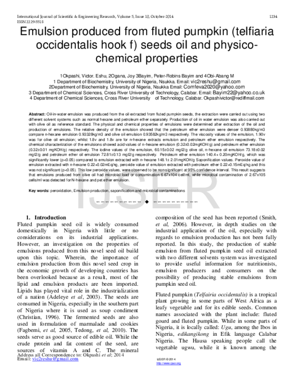 (PDF) Emulsion produced from fluted pumpkin (telfiaria occidentalis ...