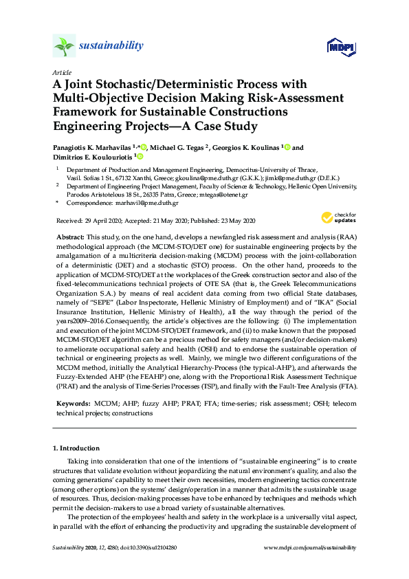 (PDF) A Joint Stochastic/Deterministic Process with Multi-Objective Decision Making Risk ...
