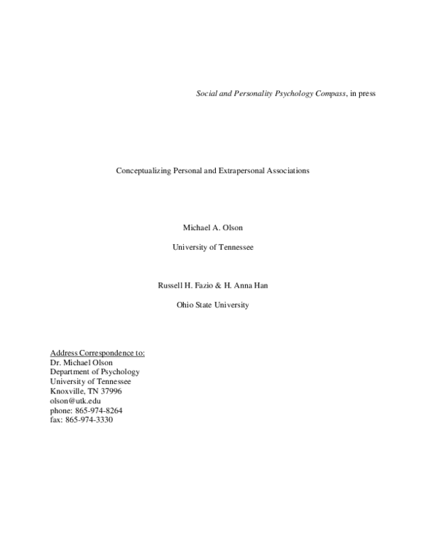 (PDF) Conceptualizing Personal and Extrapersonal Associations