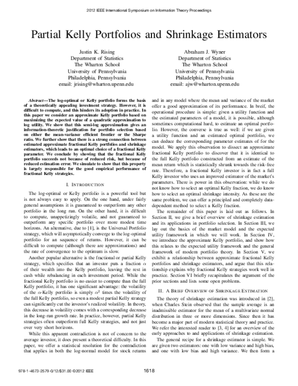 (PDF) Partial Kelly portfolios and shrinkage estimators | A. Wyner ...