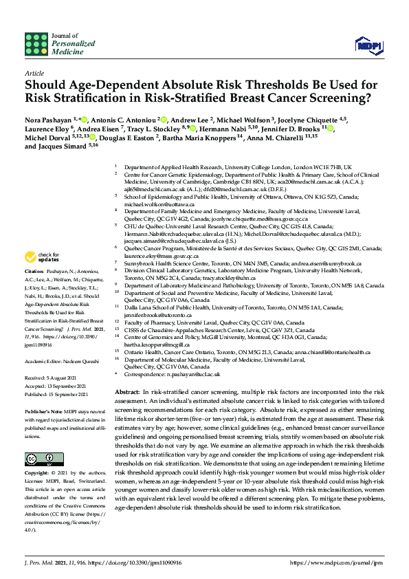 (PDF) Should Age-Dependent Absolute Risk Thresholds Be Used for Risk ...