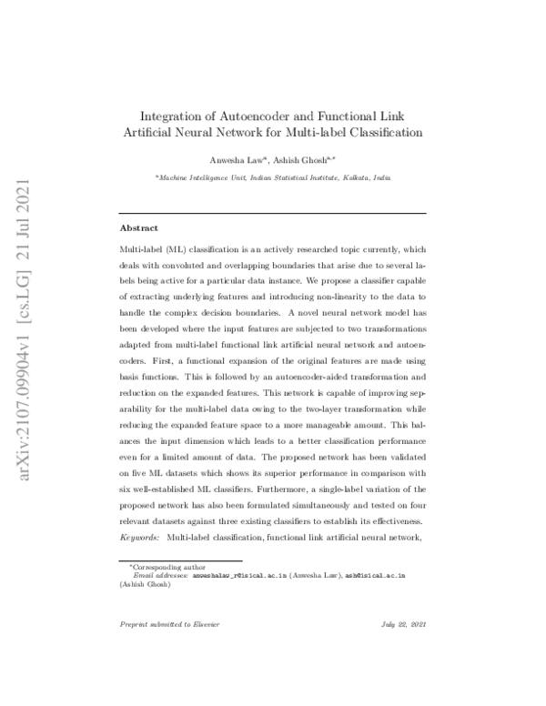 (PDF) Integration of Autoencoder and Functional Link Artificial Neural ...