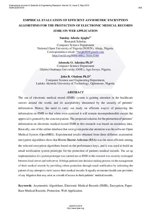(PDF) Empirical Evaluation of Efficient Asymmetric Encryption ...