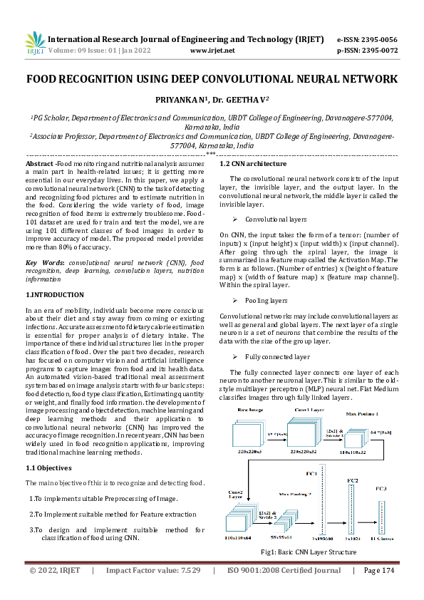 Pdf Food Recognition Using Deep Convolutional Neural Network