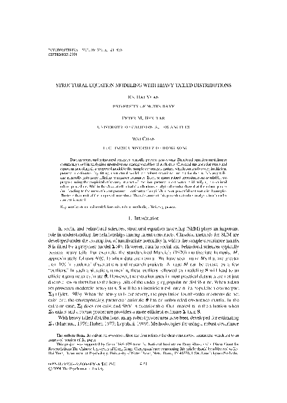 (PDF) Structural equation modeling with heavy tailed distributions
