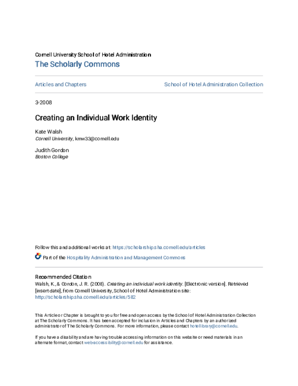 (PDF) Creating an individual work identity
