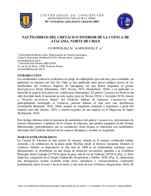 (PDF) Nautiloideos del Cretácico Inferior de la Cuenca de Atacama ...