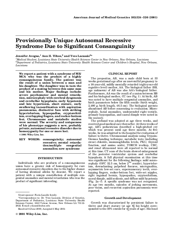 (PDF) Provisionally unique autosomal recessive syndrome due to ...