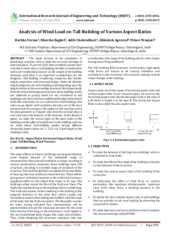 (PDF) Analysis of Wind Load on Tall Building of Various Aspect Ratios