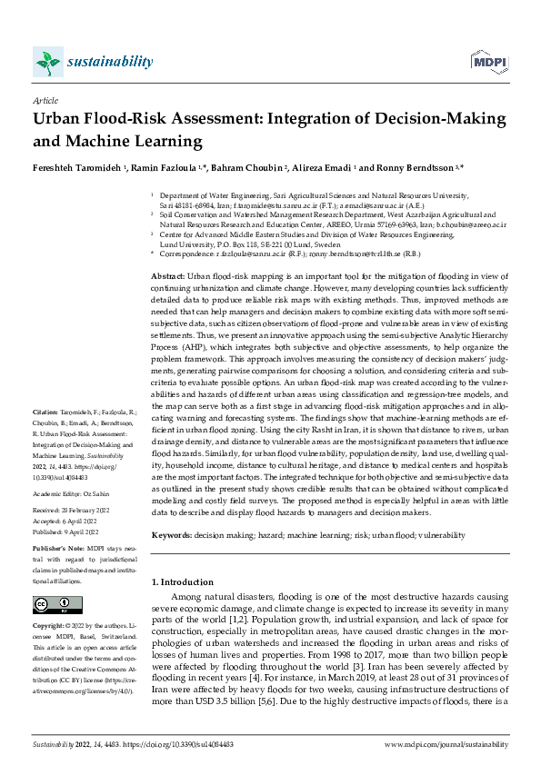 (PDF) Urban Flood-Risk Assessment: Integration of Decision-Making and ...