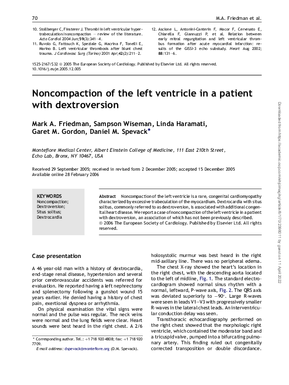 (PDF) Noncompaction of the left ventricle in a patient with dextroversion