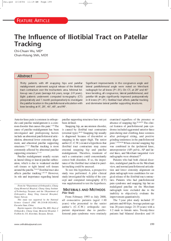 (PDF) The Influence of Iliotibial Tract on Patellar Tracking