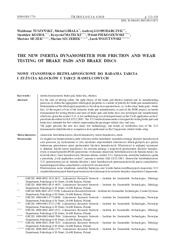 (PDF) Inertia Dynamometer for Brake Pad and Disc Testing