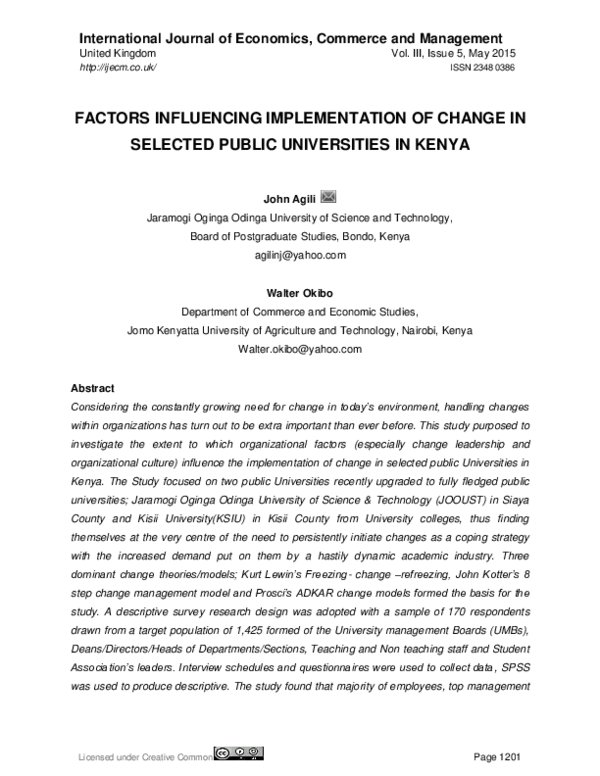 (PDF) Licensed under Creative Common FACTORS INFLUENCING IMPLEMENTATION ...