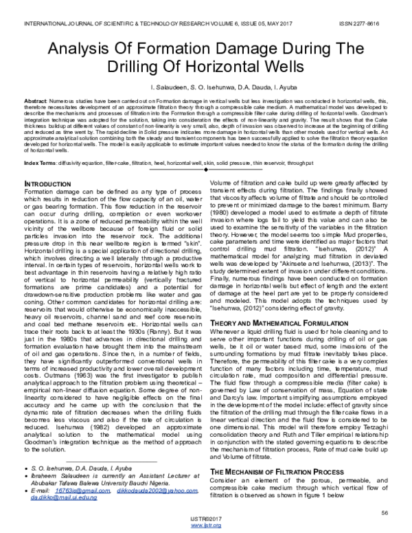 (PDF) Analysis Of Formation Damage During The Drilling Of Horizontal Wells